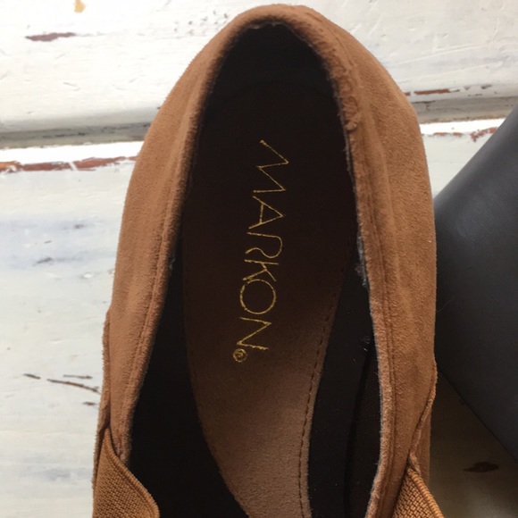 Markon | Shoes | Markon Chestnut Suede Mary Jane Style Wedge Shoe ...
